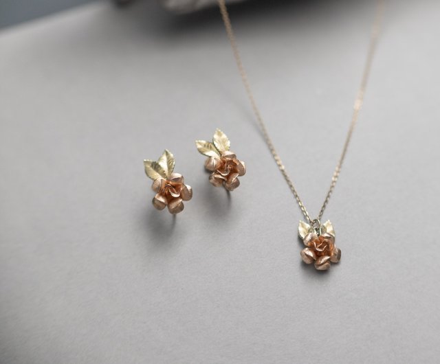 American antique Krementz two tone 14k gold filled rose earrings Shop Backofuture Earrings Clip ons Pinkoi
