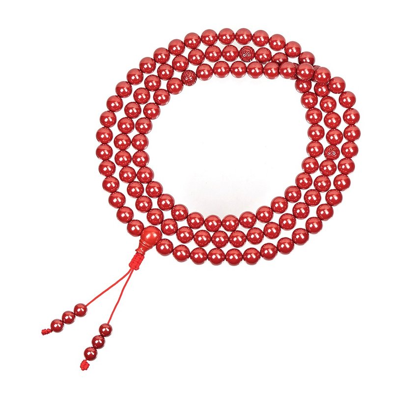 Cinnabar 8mm Cinnabar 108 Beads Prayer's Bead - สตูดิโอ gemsrichjewelry สร้อยข้อมือ - Pinkoi