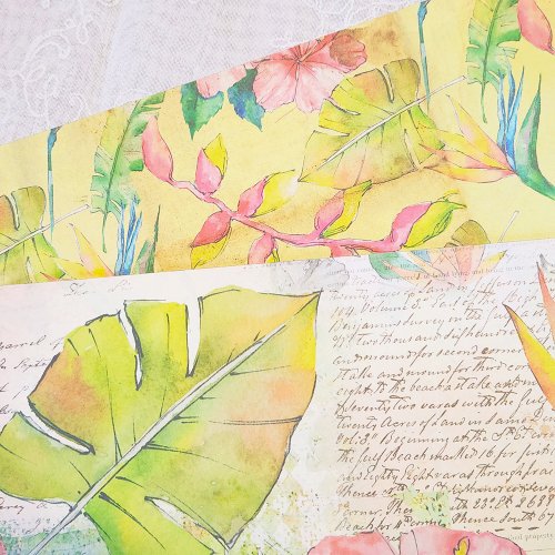 Vintage tropical 100 sheets A4 Double Sided design paper (honne market) - 設計館 honne market 包裝材料 ...