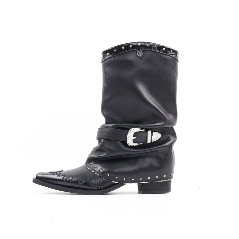 notdetailed原創 火焰裝飾西部靴 尖頭粗跟堆堆靴 中筒靴子 notdetailed｜女休閒鞋/帆布鞋人氣榜 - Pinkoi