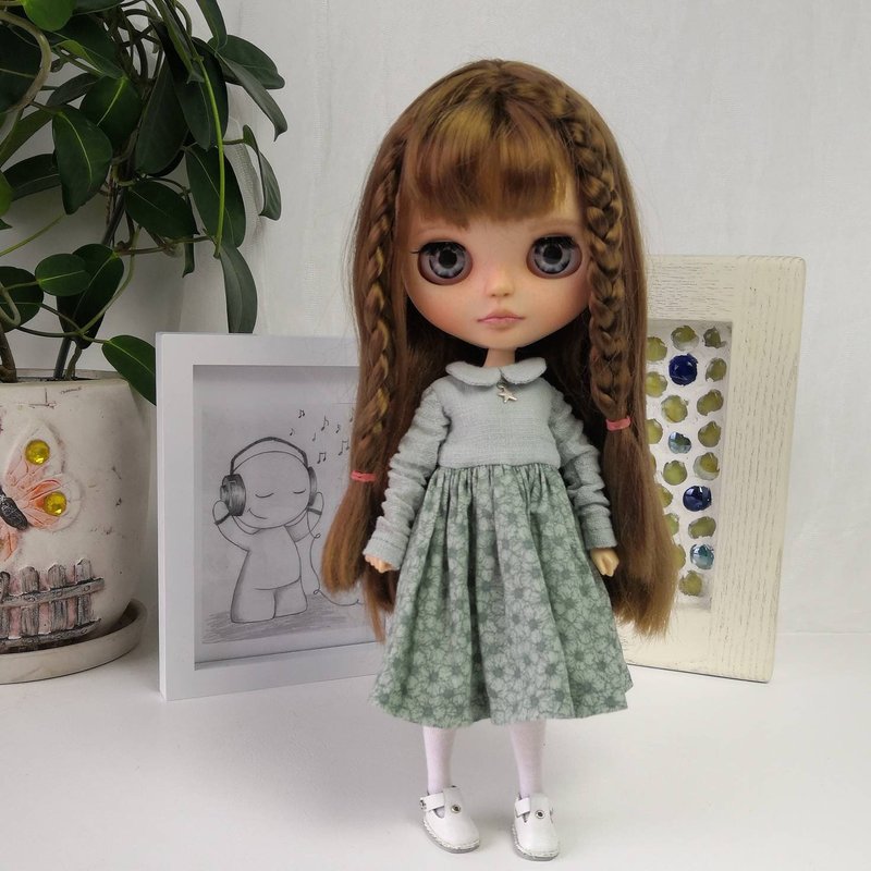 Olive floral dress for Blythe doll. Clothes Blythe doll DollsBYirinaArt ...