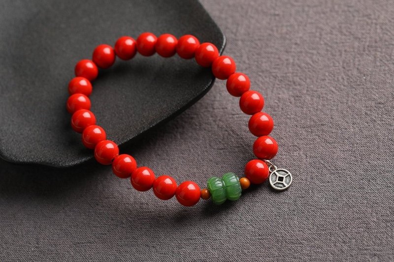 天然原礦硃砂精品紅砂單圈手鏈規格8mm硃砂含量高達95%以上 - 設計館 水墨 手鍊/手環 - Pinkoi