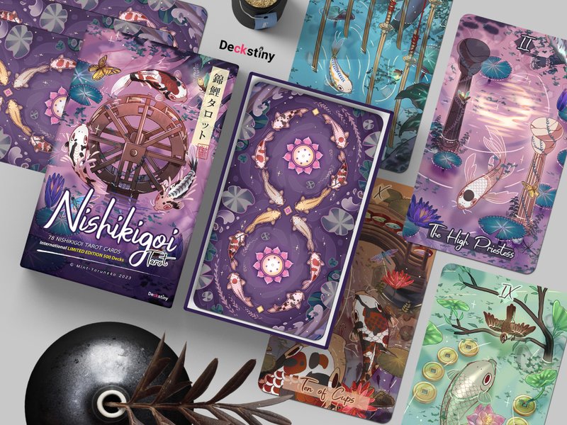 錦鯉タロット：パープルエディション 78枚 - ショップ Deckstiny, the tiny destiny decks はがき・メッセージカード - Pinkoi