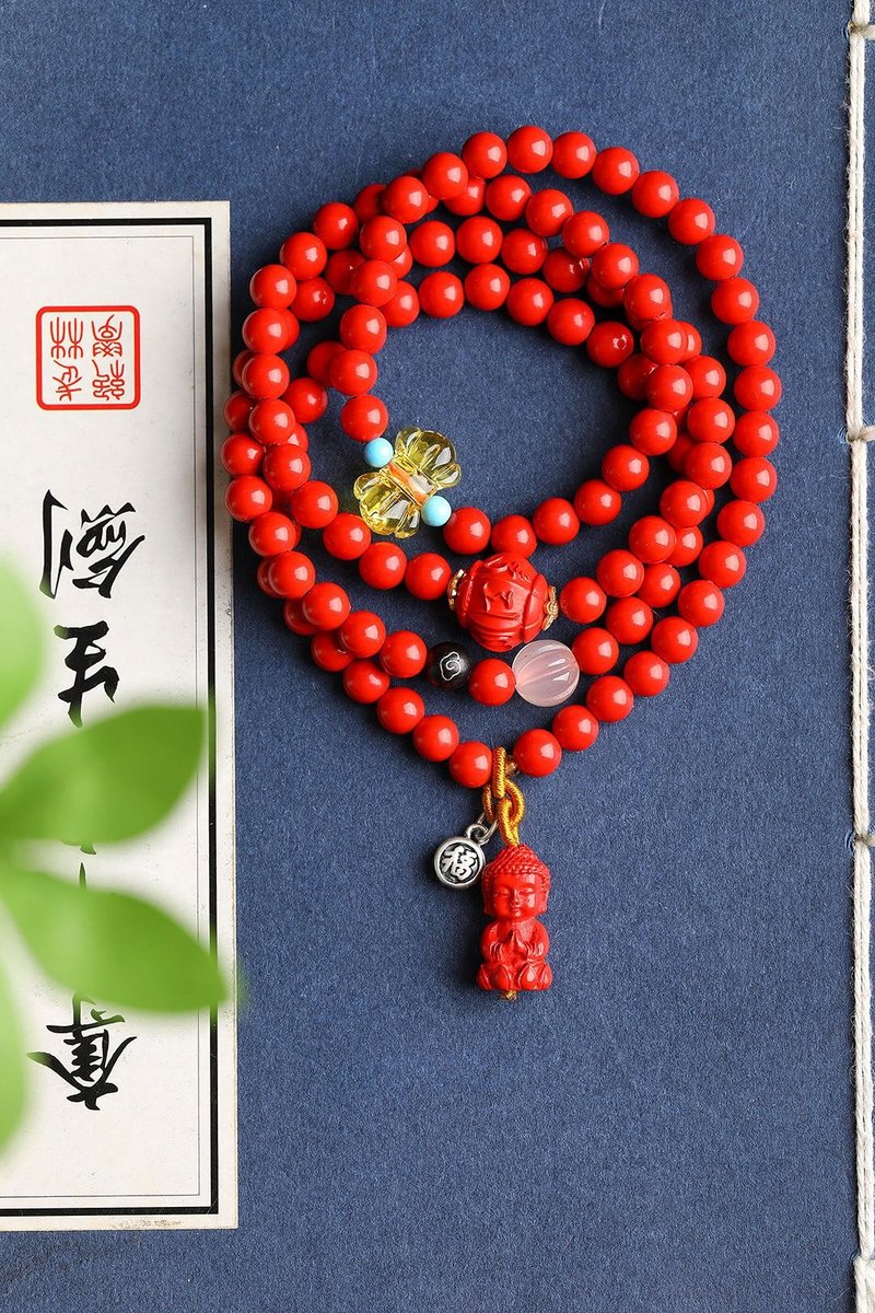 天然原礦硃砂精品紅砂108顆佛珠手鏈 硃砂含量高達95%以上 水墨｜手鍊/手環人氣榜 - Pinkoi