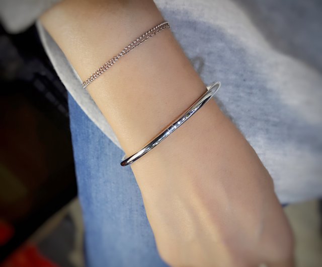 SWS Jewelry Basic Plain Round Sterling Silver Bracelet 925 Sterling Silver 3mm Fine Shop SWS Bracelets Pinkoi