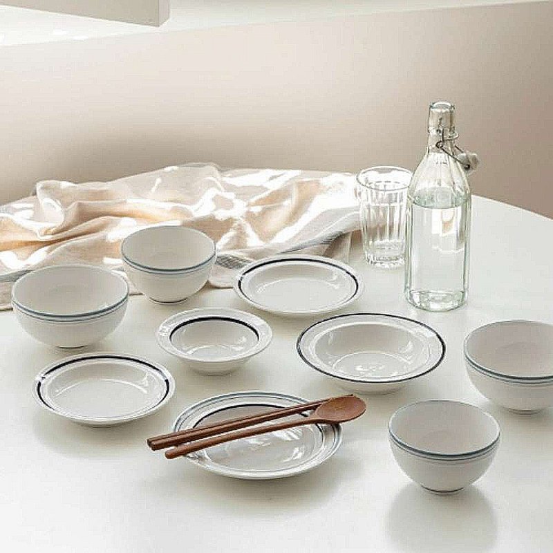 韓國 SSUEIM RETRO系列極簡ins陶瓷碗盤6件組 深藍 韓國 ssueim｜盤子/餐盤/盤架人氣榜 - Pinkoi