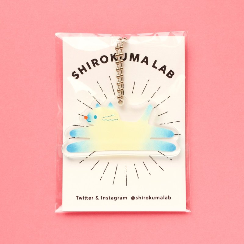 Jump Cat / イエロー アクリルキーホルダー - 設計館 SHIROKUMA LAB 鑰匙圈/鑰匙包 - Pinkoi