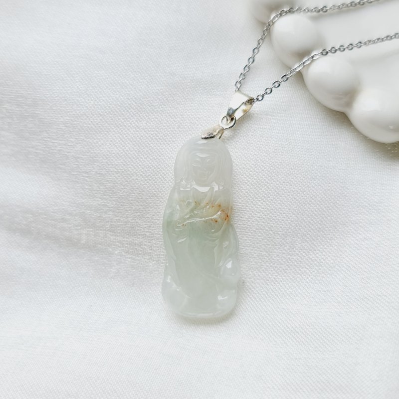 Ice glue three-color standing Guanyin | Natural Burmese jade A grade ...
