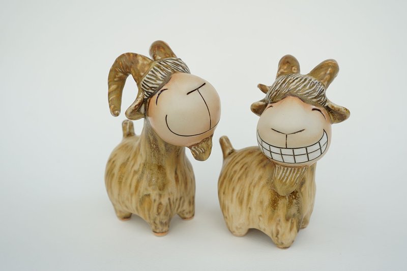 Pair Of Ceramic Goat Figurines, Ceramic , Handmade - Shop stuckwithclay ...
