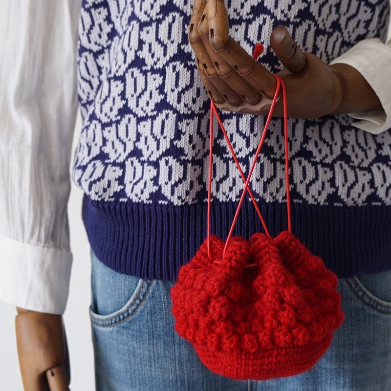 Ba-ba (m) Bubble stich Crochet Drawstring bag No.KPO2 SHOP2155｜化妝包/收納袋人氣榜 - Pinkoi