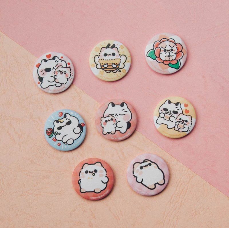 Bad Meow and Mao Meow-Round Magnet - Shop MYAOWLmokameow Magnets - Pinkoi