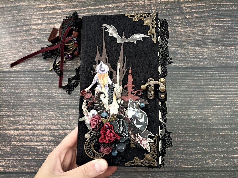 Large Halloween junk journal handmade Gothic spooky notebook Witch grimoire - 設計館 junkjournals ...