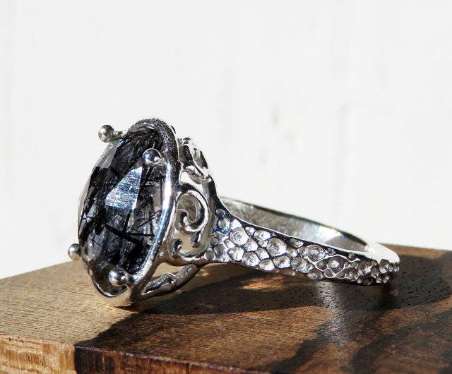 Tourmaline in Quartz Ring Shop NATSU WORKS General Rings Pinkoi