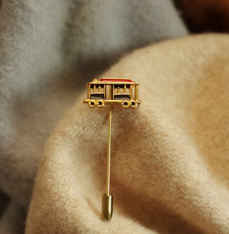 Old and Good Antique Jewelry Vintage Golden Tram Train JOMAZ Pin Brooch ...