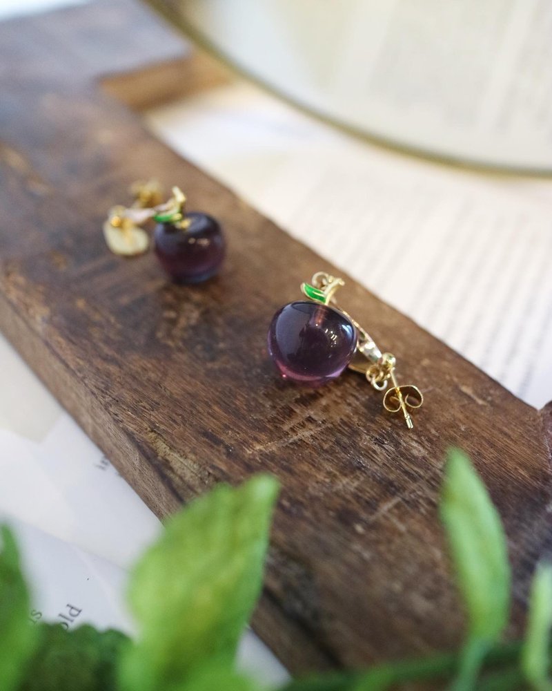 アメジストピアス りんご好きにおすすめ Hachi｜耳環/耳夾/耳骨夾人氣榜 - Pinkoi