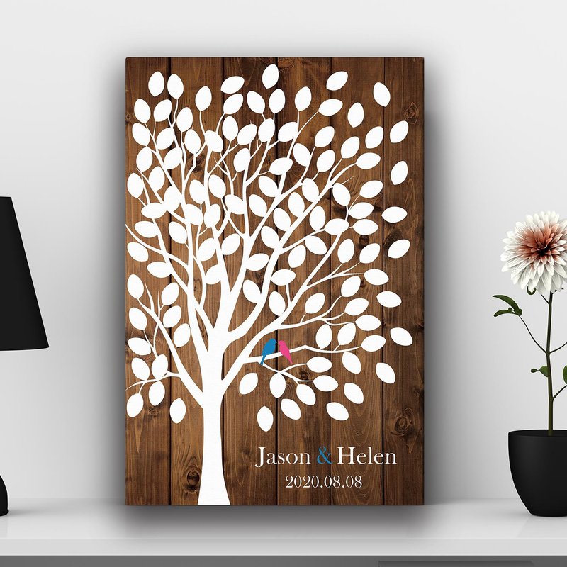 love bird sign in tree wedding sign in signature book signature silk ...