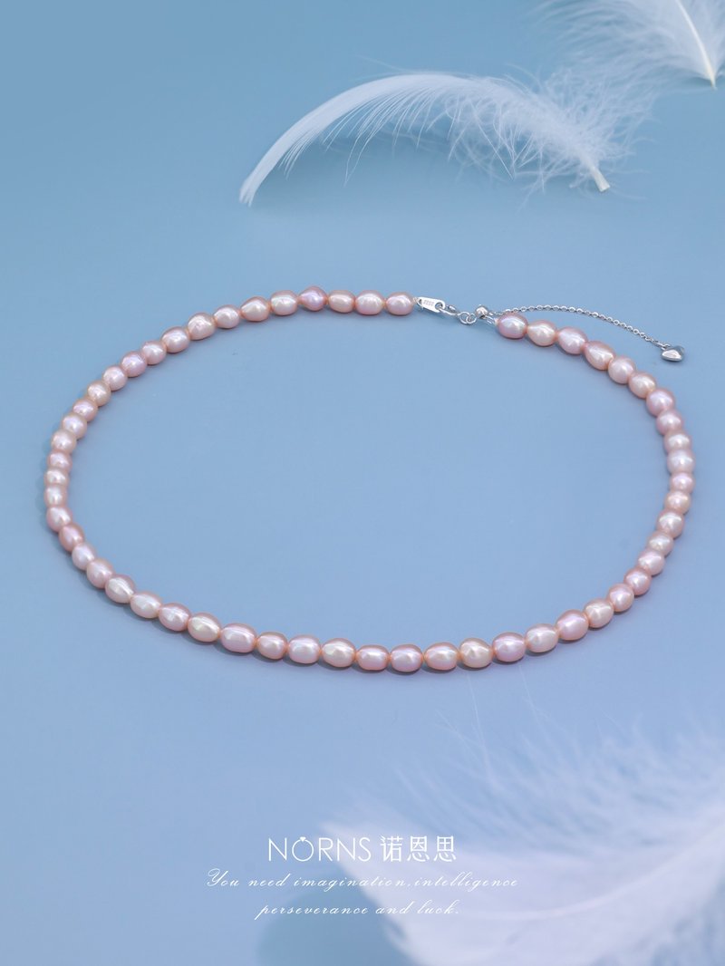 7-8mm粉色米粒天然淡水珍珠項鏈搭配925銀扣 Gift for Daily｜項鍊人氣榜 - Pinkoi