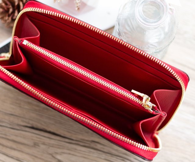 Rose Red Alligator Leather Long Wallet - Shop whatshandmake Rose Red Alligator Leather Long Wallet - Shop whatshandmake