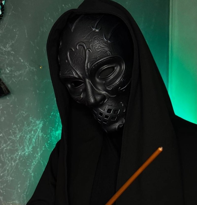 Death Eater Mask - Black, Dark Wizard Costume, Voldemort Tom Riddle ...