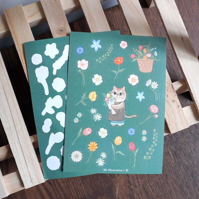 貓咪花店圖鑑防水貼 Mik Li Art｜貼紙人氣榜 - Pinkoi