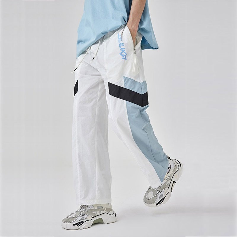 多色拼接輕薄直筒褲男夏季透氣網布內裏休閑褲子 MUYU｜男長褲/休閒褲人氣榜 - Pinkoi