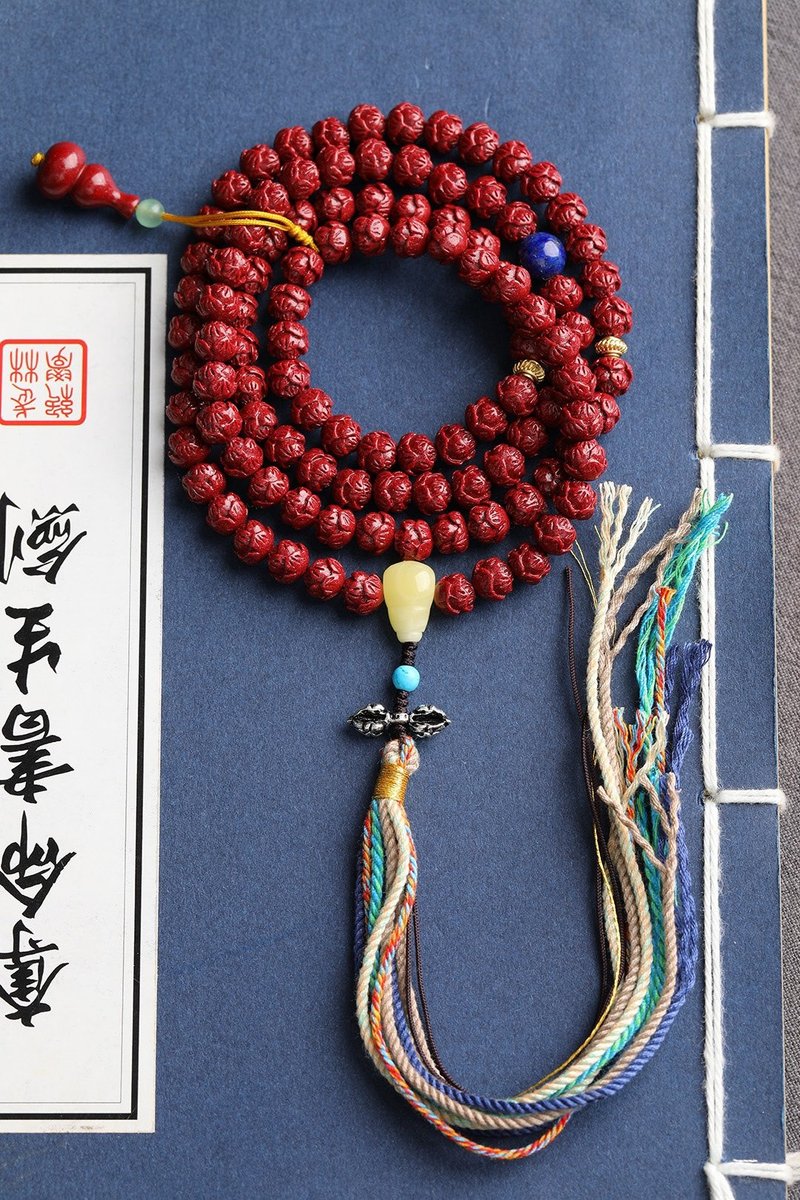 天然原礦硃砂精品紫金砂108顆佛珠項鏈毛衣鏈含量高達95%6.5mm 水墨｜手鍊/手環人氣榜 - Pinkoi