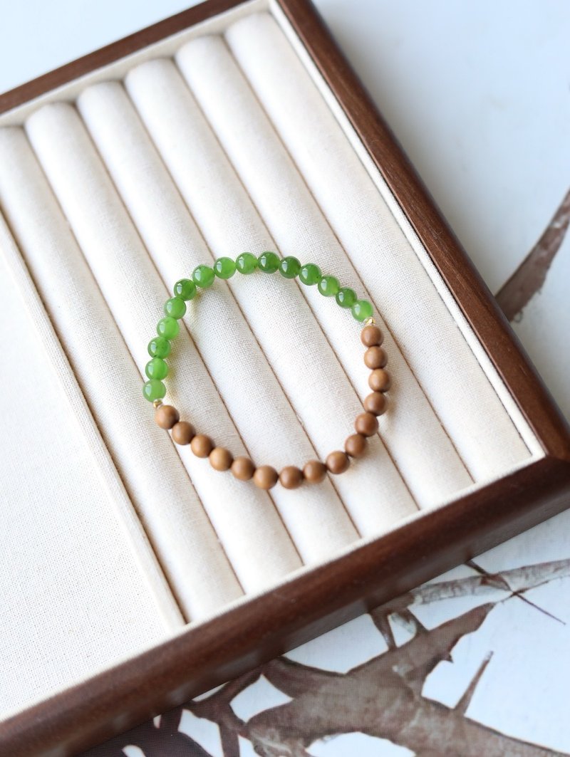 6mm天然和田玉 /和闐玉-碧玉 珍珠925銀羽毛設計單圈手串m Angel's tears 天使之淚 Jewelry Design｜手鍊/手環人氣榜 - Pinkoi