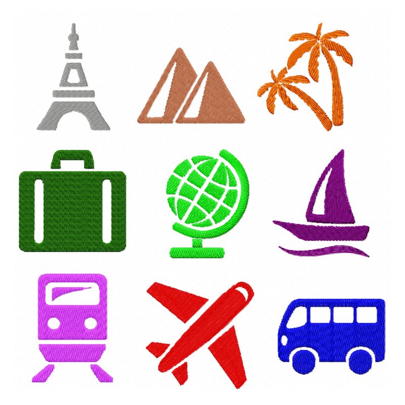 【數位】Travelers Embroidery Design Pack, 9 designs (separate designs), 4 ...