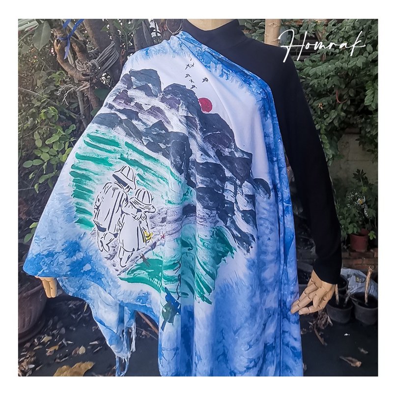 Indigo Scarf (Tie-dye and paint WAY BACK HOME STORY) - HOMRAK HOMRAK｜絲巾人氣榜 - Pinkoi