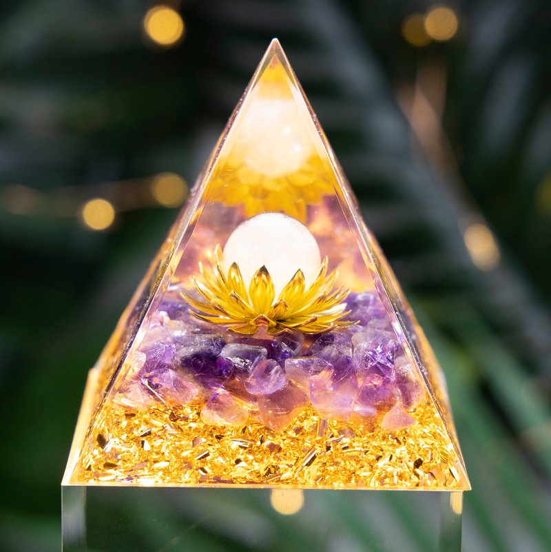金字塔奧根塔Orgonite奧剛/冥想/打坐/桃花/智慧/粉晶球+紫水晶 Meishape Universe｜其他人氣榜 - Pinkoi