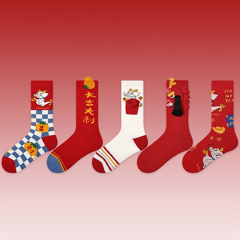 可愛中筒襪 粉色女襪 五雙禮盒小腿襪 NBNO｜襪子人氣榜 - Pinkoi