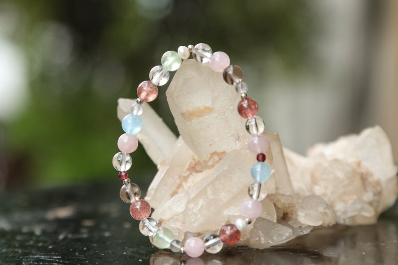 【手環系列】6mm 白水晶+多寶 糖果配色手環 (歡迎客製) 鉍元素 SBI｜手鍊/手環人氣榜 - Pinkoi