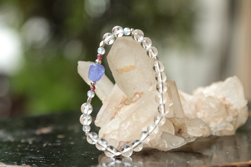 【手環系列】6mm白水晶+高品質隨形坦桑石 百搭手環 (歡迎客製) 鉍元素 SBI｜手鍊/手環人氣榜 - Pinkoi