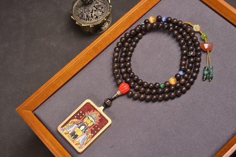 超級美貨 唐卡手繪五爺項鏈 搭配108顆沉香佛珠項鏈 精品貨 一念之間｜項鍊人氣榜 - Pinkoi
