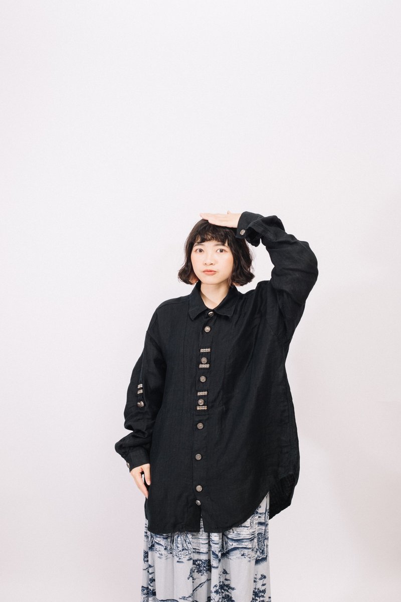 黑色提洛爾襯衫.Tyrolean Shirt【初戀販賣所】Vintage.A1007 初戀販賣所｜女襯衫人氣榜 - Pinkoi