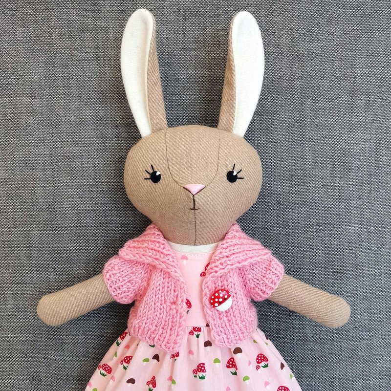 Beige bunny girl, handmade stuffed doll, wool plush rabbit - 設計館 ...