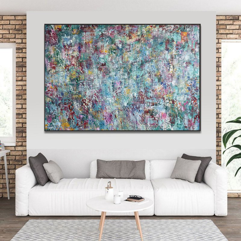 Original Colorful Acrylic Painting On Canvas Abstract Custom Wall Art For Living TrendGallery｜壁貼 ...