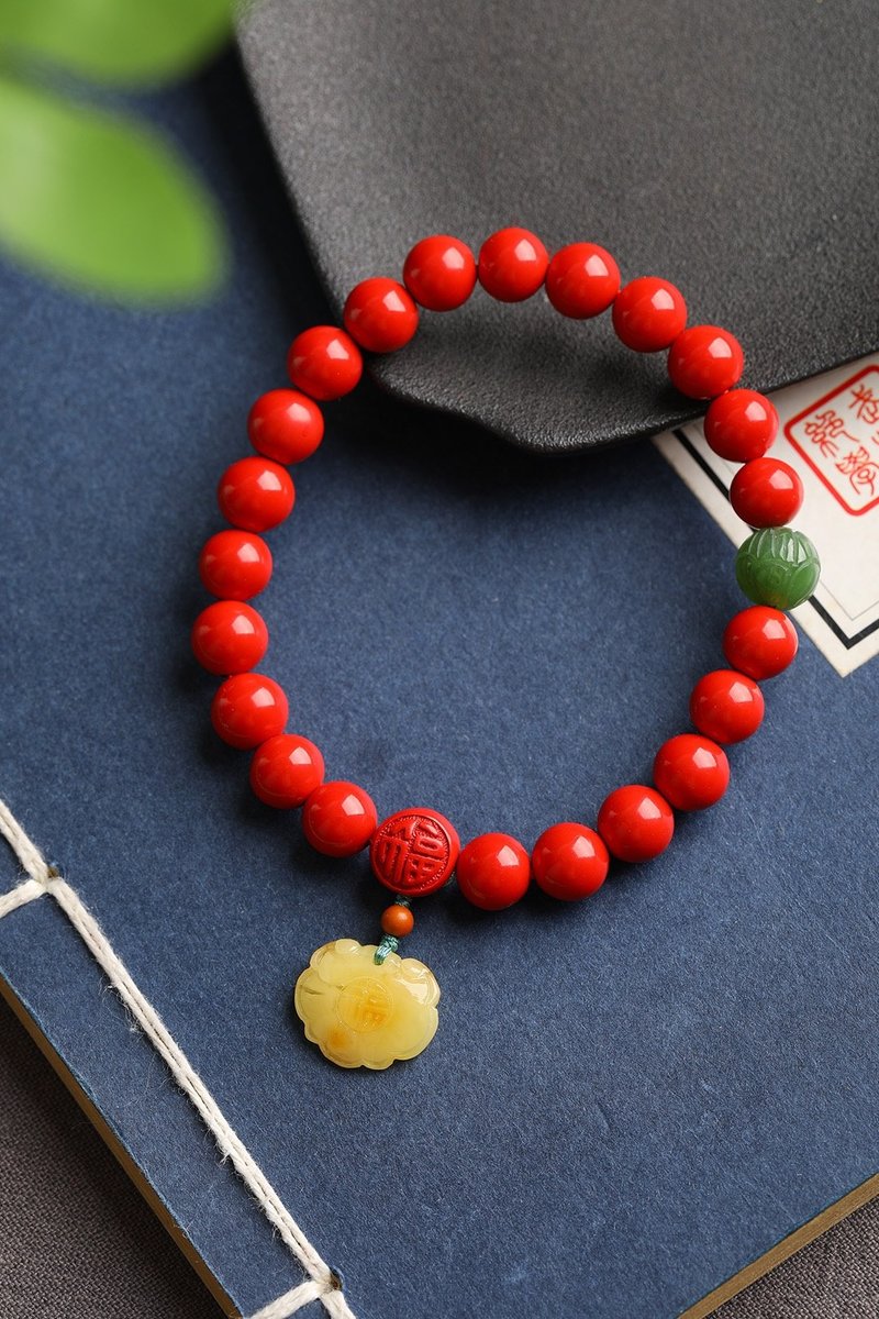 天然原礦硃砂精品紅砂單圈手鏈規格8mm硃砂含量高達95%以上 - 設計館 水墨 手鍊/手環 - Pinkoi