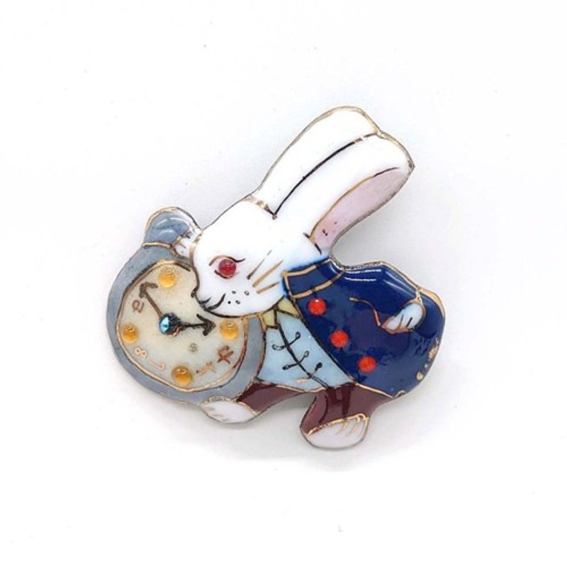 不思議の国のアリス-うさぎ(2022-B)の七宝焼ブローチ - 設計館 Uncle Z, Cloisonne enamel studio 胸針 - Pinkoi