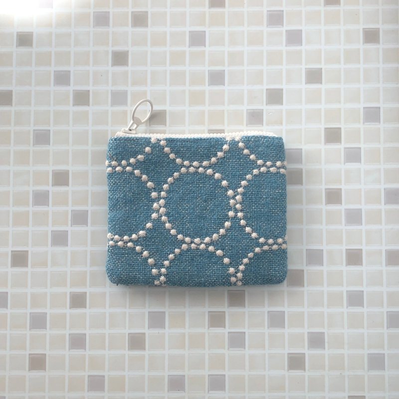 mina perhonen ハンドメイド ミニポーチ tambourine ブルー forest wave mukava handmade｜化妝包/收納袋人氣榜 - Pinkoi