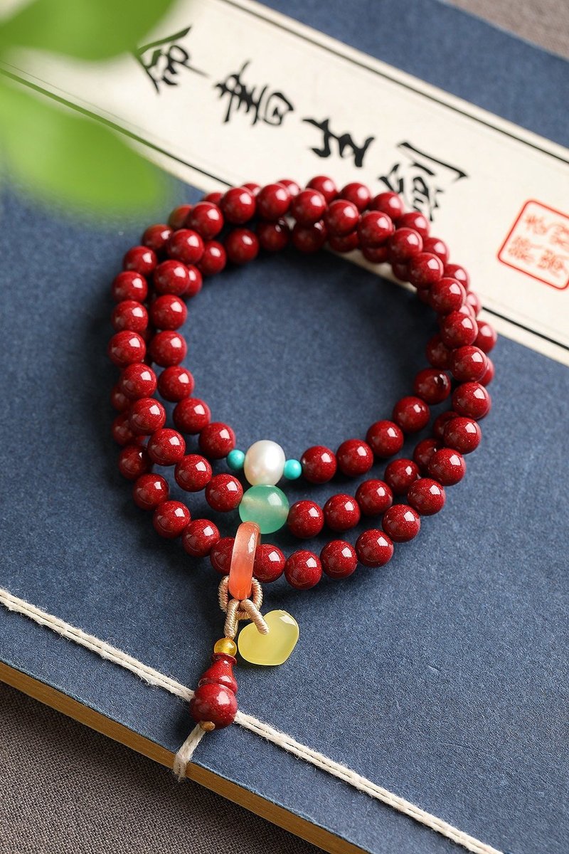 天然原礦硃砂精品紫金砂三圈手鏈含量95%以上6mm 水墨｜手鍊/手環人氣榜 - Pinkoi