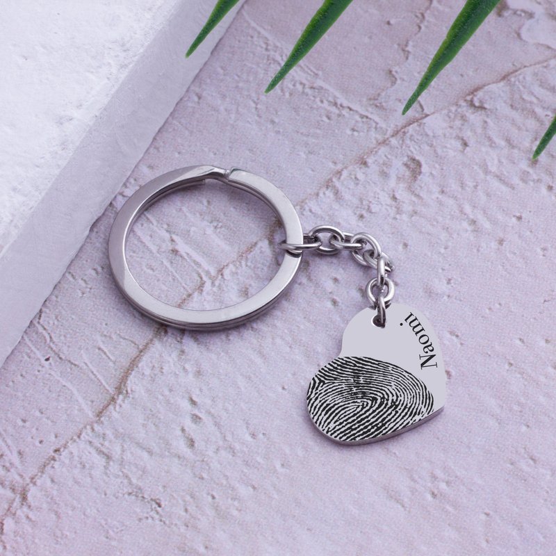 Fingerprint Key Ring Custom Keychain Engrave Couple Fingerprint Keyring ...