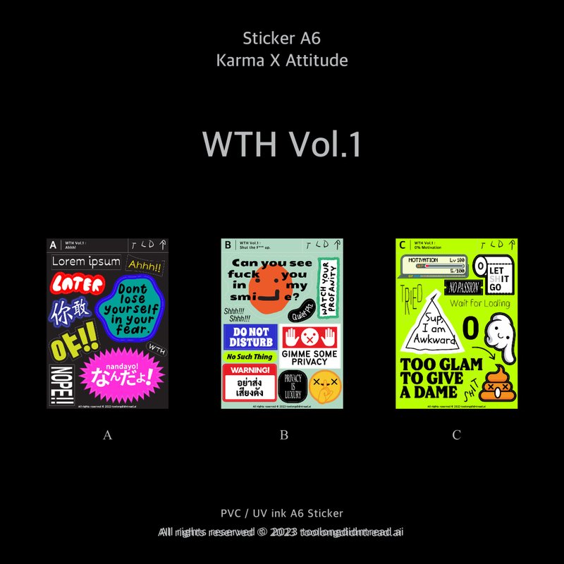Sticker Water Proof - TLDR : WTH Vol.1 Set toolongdidntread｜貼紙人氣榜 - Pinkoi