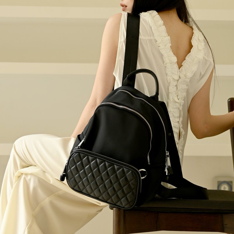 ダイヤモンドステッチシルバーリングバックル バックパック ブラック - ショップ no216 リュック・バックパック - Pinkoi