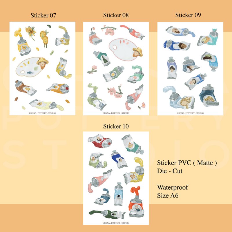 Sticker A6 Color Tube PVC Matte - Shop chana.pottery.studio Stickers - Pinkoi