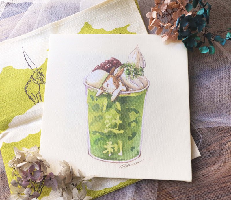 Bunny Matcha Ice-Oil Frame Reproduction Painting - Shop Maruco Art Picture Frames - Pinkoi