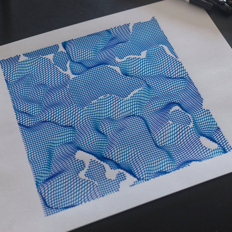 Terrain#99-2 | Pen Plotter Art - สตูดิโอ HEAdult.studio โปสเตอร์ - Pinkoi