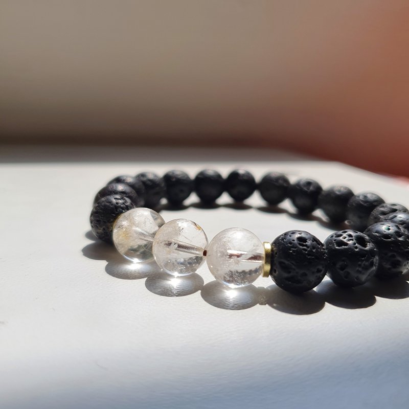 White ghost crystal + volcanic rock bracelet bracelet - Shop wuze ...