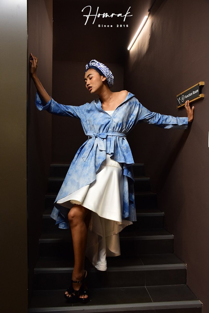 Dress Shirt Short Front Long Back (Tiedye) HR3 - HOMRAK - 設計館 HOMRAK 洋裝/連身裙 - Pinkoi