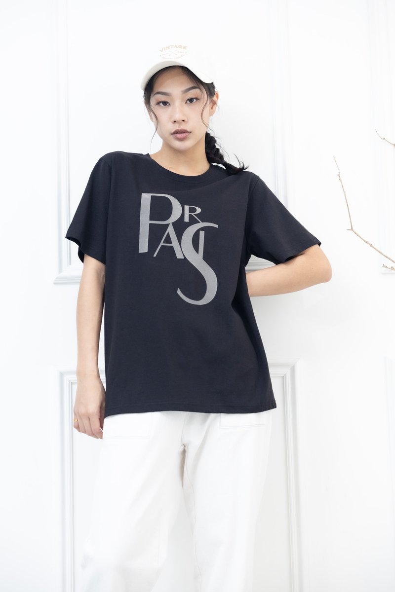 paris淺灰色英字彈性上衣 深灰色 Meya 編縫編織｜女 T 恤人氣榜 - Pinkoi